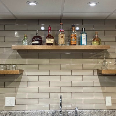 Red Oak Floating Shelf, Custom Length, Depth, Includes Hidden Bracket ...