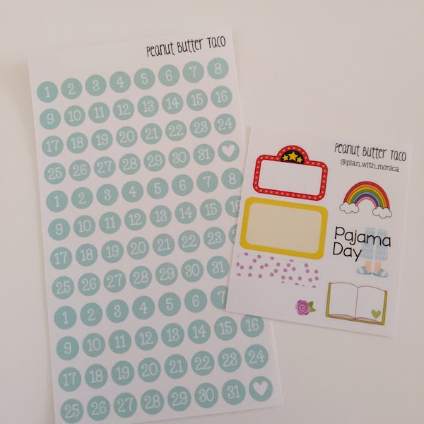 Color Choice - Tiny Date Stickers - Countdown Stickers - Small Number ...