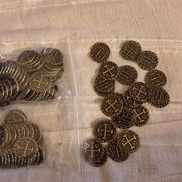 Small Antique Gold Metal Coins, 20mm, for Pirate Chest or Board Game - Etsy