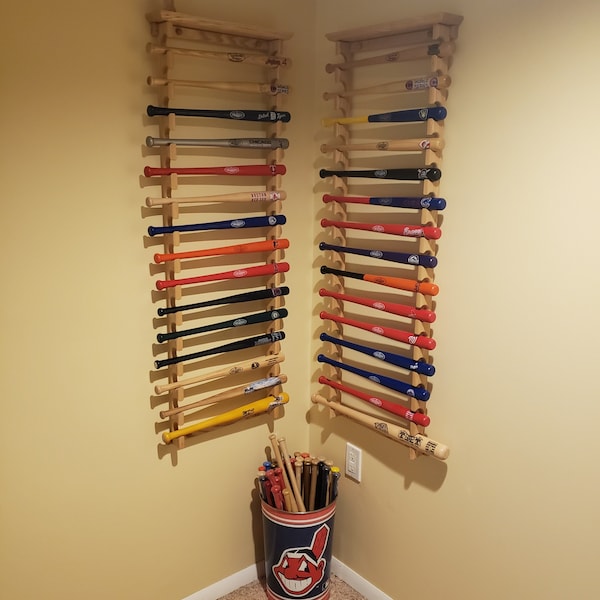 15 Mini Bat Horizontal Display Rack With Baseball Shelf - Etsy