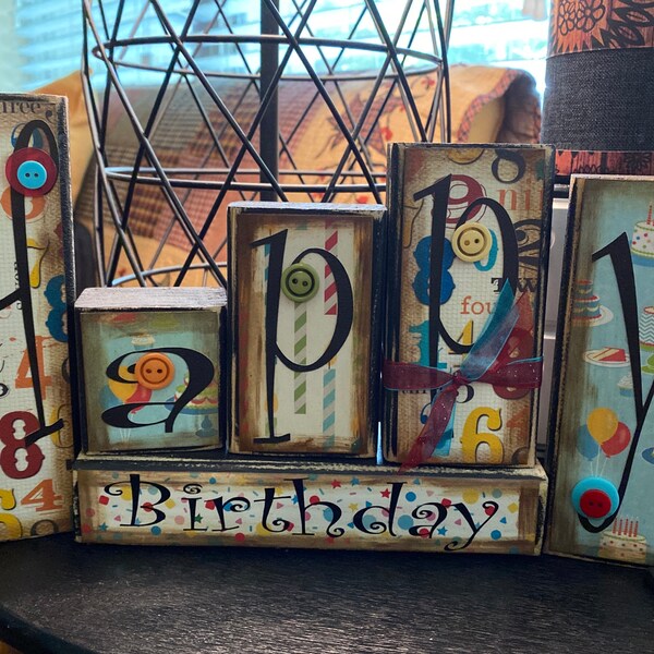 Happy Birthday Sign Word Blocks - Etsy