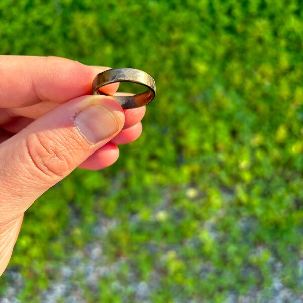 Oxidized Titanium Wedding Ring | Hand Forged | Hammered Ring | Rustic ...