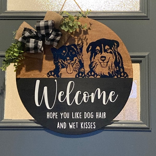 Dog Welcome Sign, Dog Door Hanger, Personalized Welcome Sign, Door ...