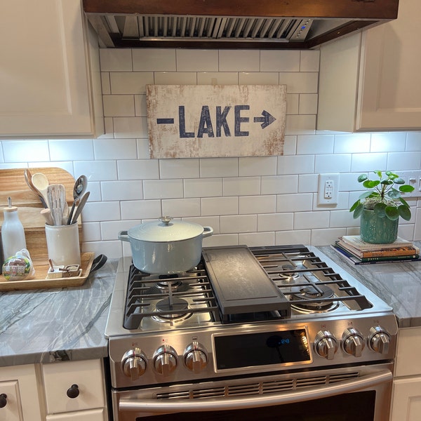 Rustic Lake Arrow Sign | Lake House Sign | Beach House Decor | Rustic ...