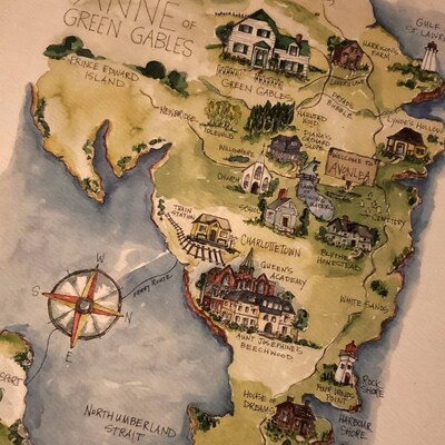 Anne of Green Gables and Avonlea Watercolor Map Art Print - Etsy