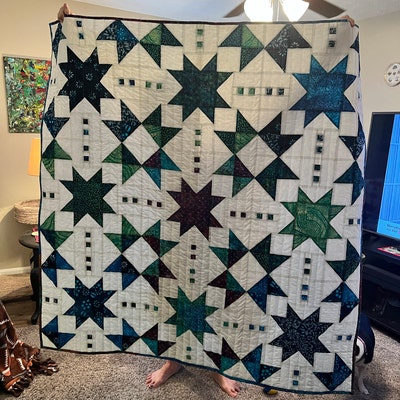 Starshine in Blue Quilt Kit Fabric Pattern and Binding and Backing ...