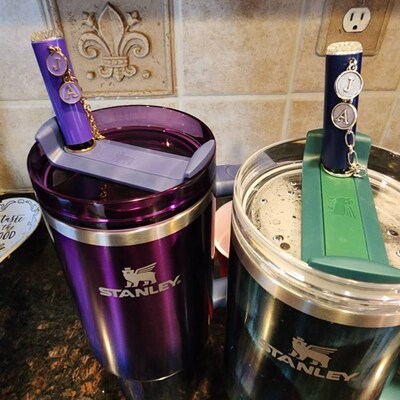 Personalized Straw Tip Cover With Ring and Chain Attachment - Etsy