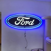 Metal LED Lighted Car Logo, Car Led Sign, Garage Accessories, Wall ...
