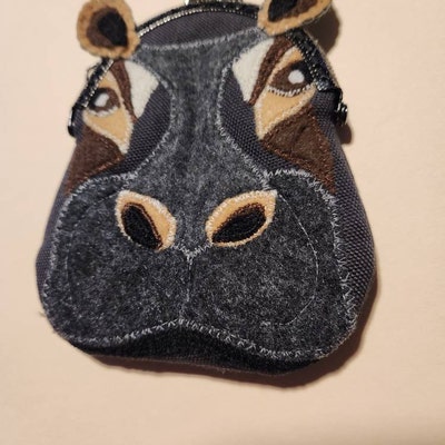 Hippopotamus Purse, Hippo Coin Purse, Purse, Felt Hippo Metal Frame ...