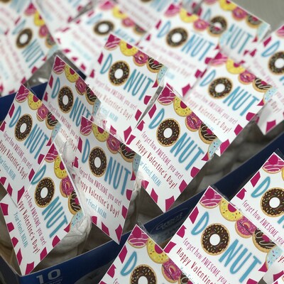 Donut Valentines Day Kids Cards, Valentine's Day Tags, Valentine Card ...