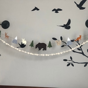 Felt Woodland Mountain Banner Forest Nursery Decor Rustic | Etsy