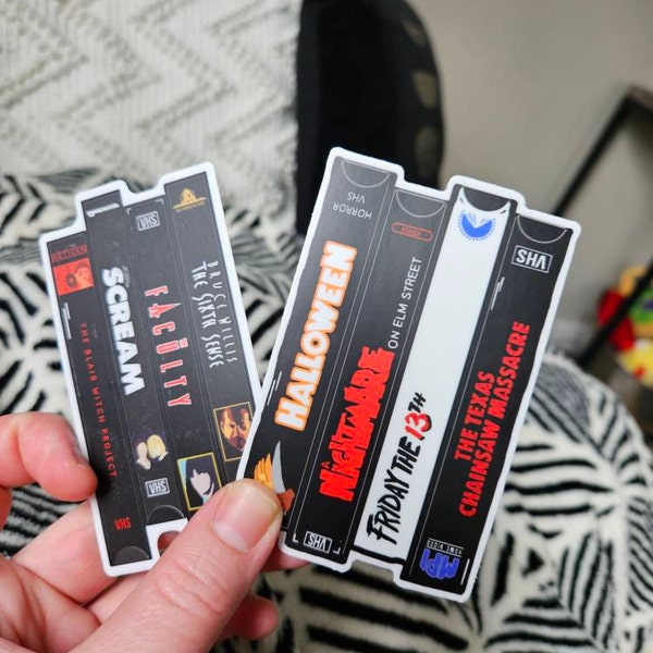 90s Horror Movie VHS Stack Sticker Halloween Stickers - Etsy