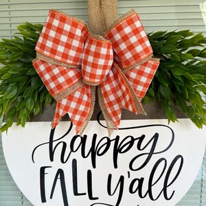 Fall Front Door Decor Happy Fall Y'all Fall Door Hanger Fall Wreath ...