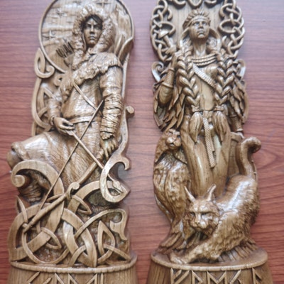 Vidar Statue Wood Sculpture Wood Carving - Etsy