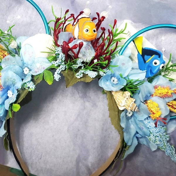 Dory and Nemo, Finding Nemo, Disney Inspired Wire Ears Floral Flower ...