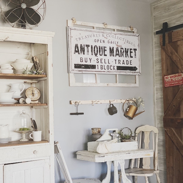 Modern Farmhouse Decor Antique Market Sign Rustic Wall Art Family ...
