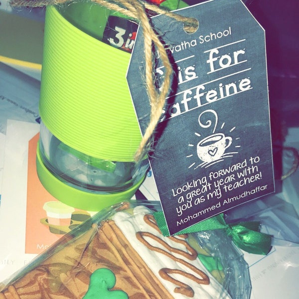 Teacher Coffee, Thanks a Latte PRINTABLE Editable PDF Gift Tag, Back in ...