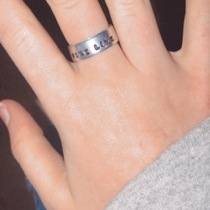 Fine Line Hand Stamped Ring Adjustable - Etsy