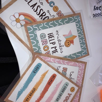 Groovy Boho Classroom Quote Posters - Etsy