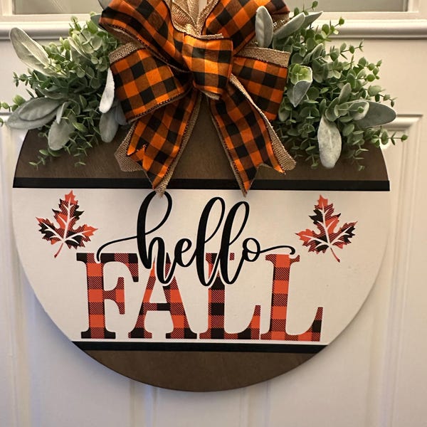 Fall Front Door Decor | Hello Fall | Fall Door Hanger | Fall Welcome ...