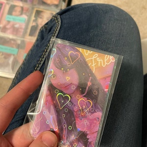 Kawaii Cute Pink ID Photocard Holder Badge Holder With Flower - Etsy