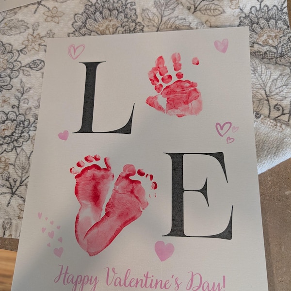 Daddy You're My First Valentine, Handprint Heart Love, Happy Valentine ...