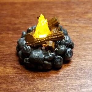 Miniature 1 Campfire With Flickering LED Light Flame for - Etsy