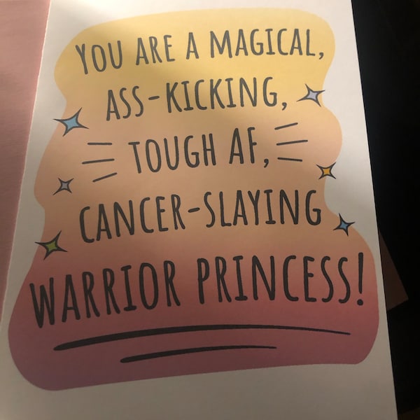 Funny Cancer Card, Cancer Encouragement Card, Warrior Princess, Cancer ...