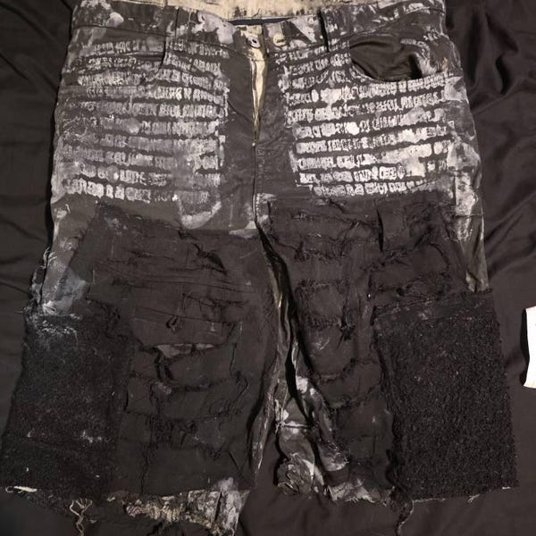 Custom Handmade Baggy Wide Jeans Punk Goth Rock Illustration Metal ...