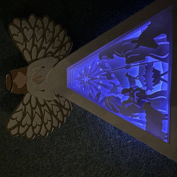 Angel Nativity Shadow Box Svg, Angel Shadow Box Svg, 3d Lantern Svg ...