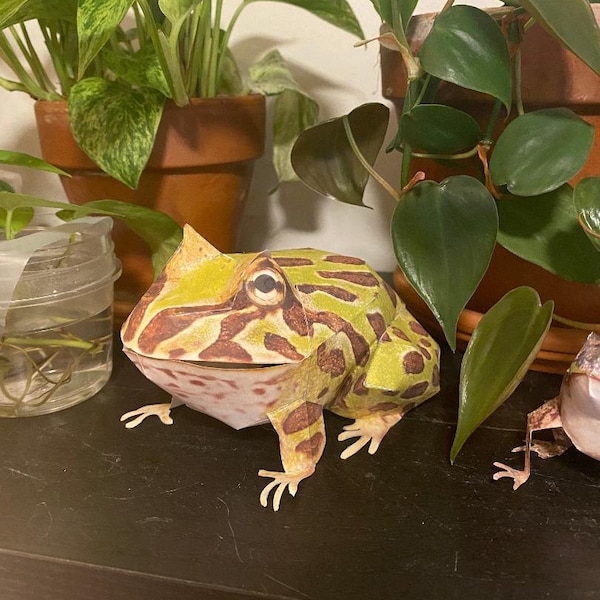 HORNED FROG / 3D Papercraft / Frog Paper Sculpture / Frog Statue / Frog ...