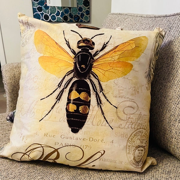 Queen Bee Pillow Case|floral Bee Pillow Cover|decorative Cushion Case ...