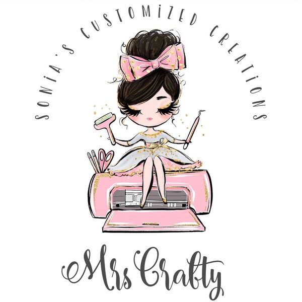 Craft Girl Logo, Crafty Girl Logo, Craft Shop Logo, Editable Craft Lady ...
