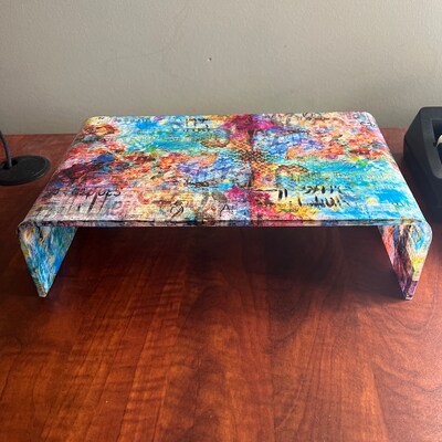 Boho Eclectic Side Table in Collage Patchwork Design Colorful End Table ...