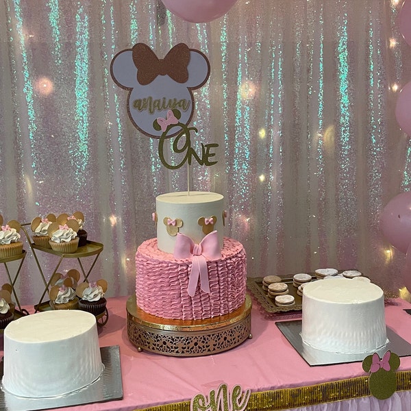 One Minnie Mouse Cake Topper, One Cake Topper, 1st Birthday Minnie ...
