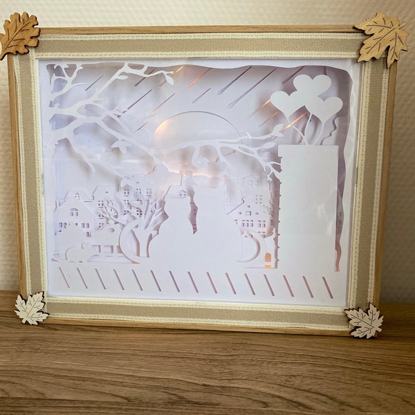 3d Cat and Moon Silhouette, Shadow Box Templates, Paper Cut, Files for ...