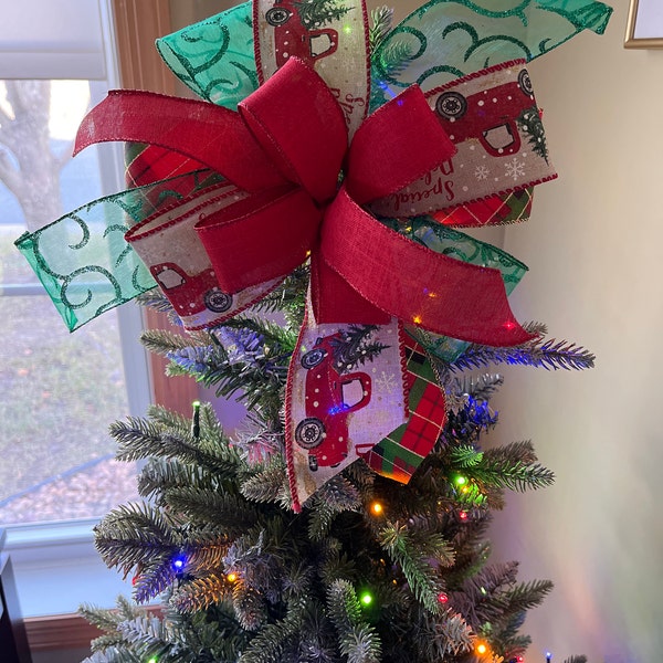 Red Truck Christmas Bow, Red Truck Bow, Christmas Truck Wreath Bow ...