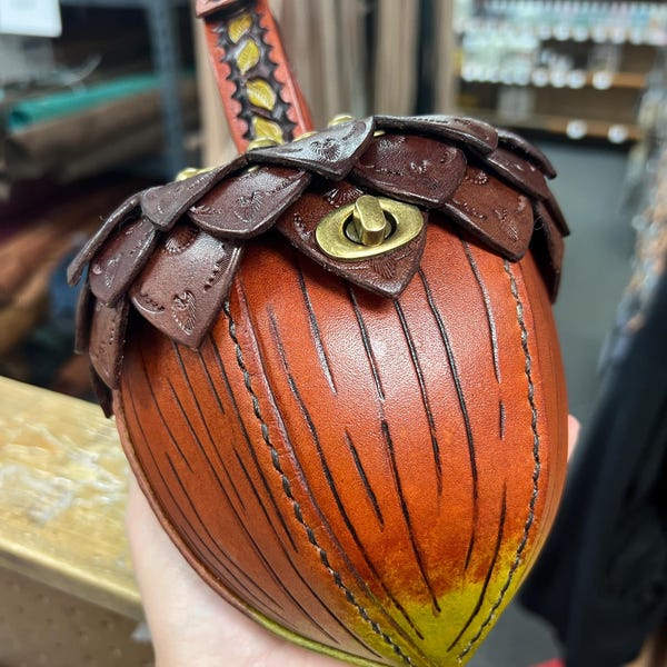 Digital Leather Acorn Bag PATTERN - Nature Set - Etsy
