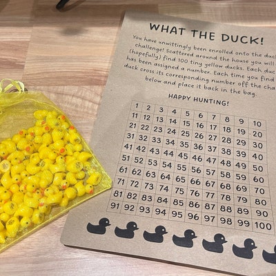 100 Duck Challenge Kit, Hide-a-duck Kit, Miniature Duck Scavenger Hunt, Duck Practical Joke Gift ...
