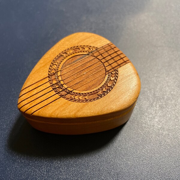 Personalized Cherry Hardwood Guitar Pick Box, Laser Engraved - Etsy Canada