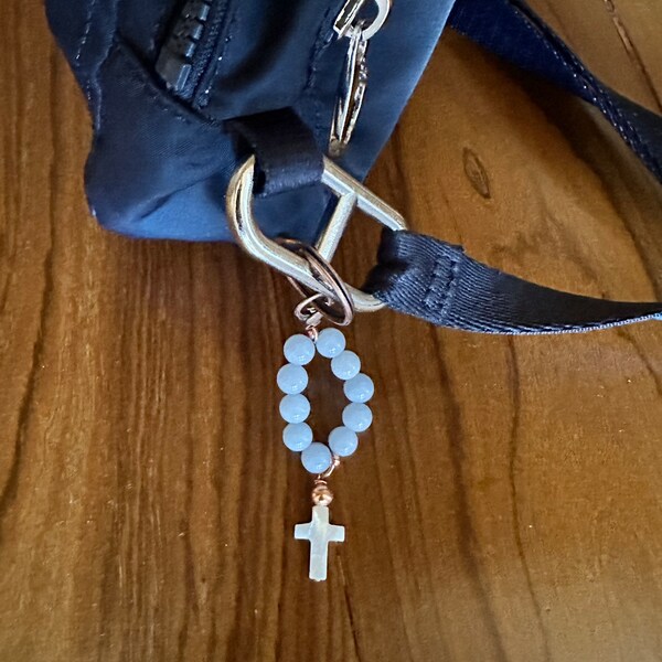 Mini Rosary Keychain Favor, Baptism Favors for Girls, Personalized Mini ...