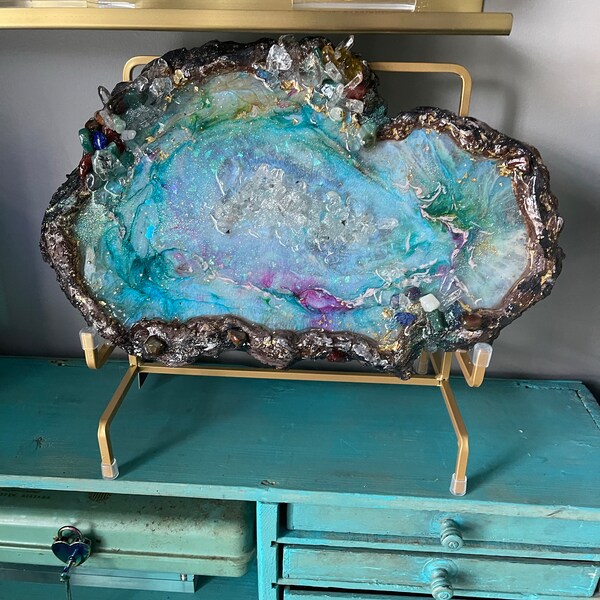 Made 2 Order, Irresdescent Geode,opal,rock Edge,resin,geode Art,geode ...