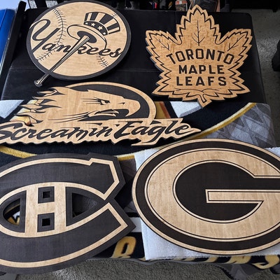 PICK A TEAM, Hockey Team Logo, Wooden Sports Team Sign, Hockey Wall ...