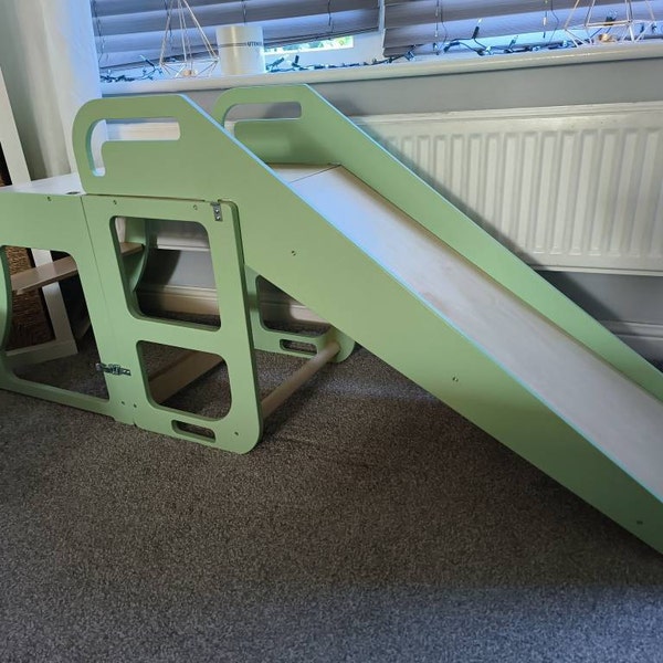 Kids Wooden Indoor Slide. Toddlers Montessori Activity Gym Toy at Home ...