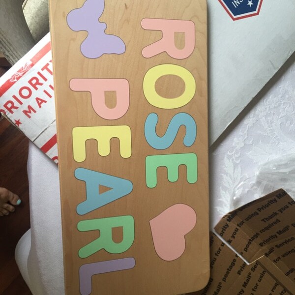 Name Puzzle - Personalized Wood Name Puzzle for Two Names - Birthday ...