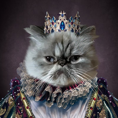 Custom Pet Portraits Queen Pet Portrait Female Animal Portrait Princess ...
