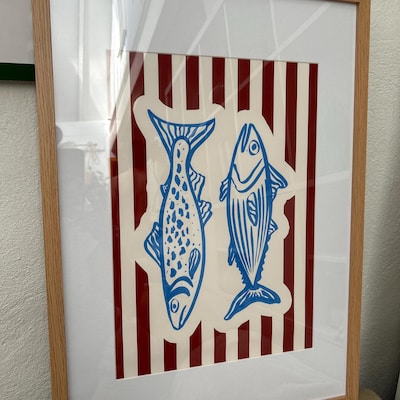 Retro Fish Wall Art Print lobster Print, Vintage Food Print, Retro ...