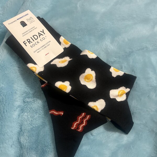 Bacon and Eggs Socks | Friday Socks | Fun Mismatched Socks | Cotton ...