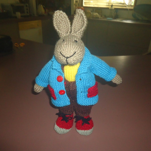 Father Bunny - 13" (33cm) - Knitted Flat on 2 Needles - DK Yarn ...