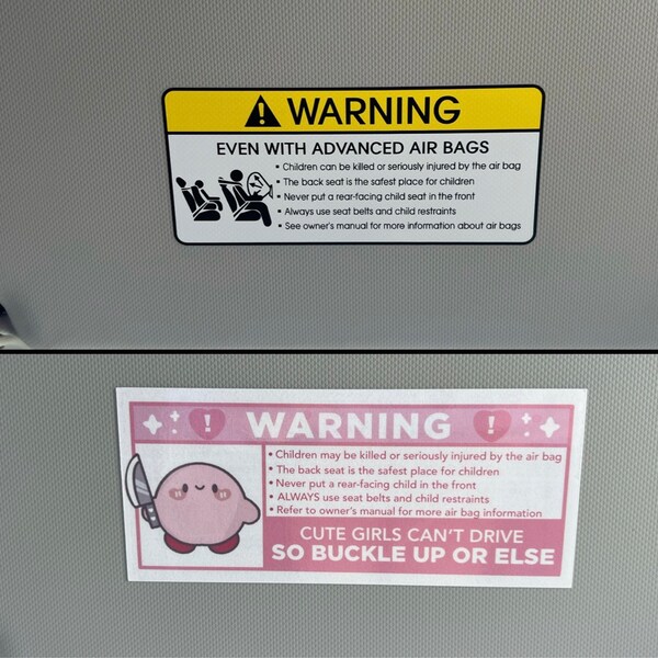 Cute Knife Pastel Warning Sticker | Pink Kawaii Decal, Airbag Label ...